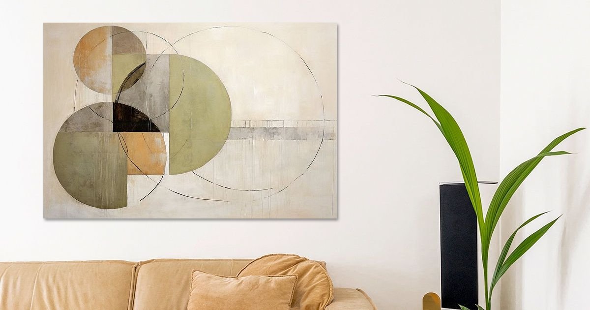 Abstract Aardetinten van Abstract Schilderij op canvas, behang en meer